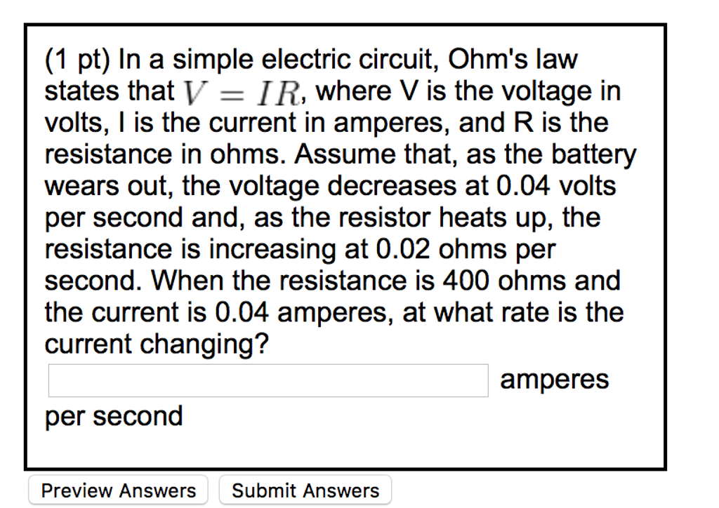 Solved In A Simple Electric Circuit Ohm s Law States That V Chegg solved-in-a-simple-electric-circuit-ohm-s-law-states-that-v-chegg