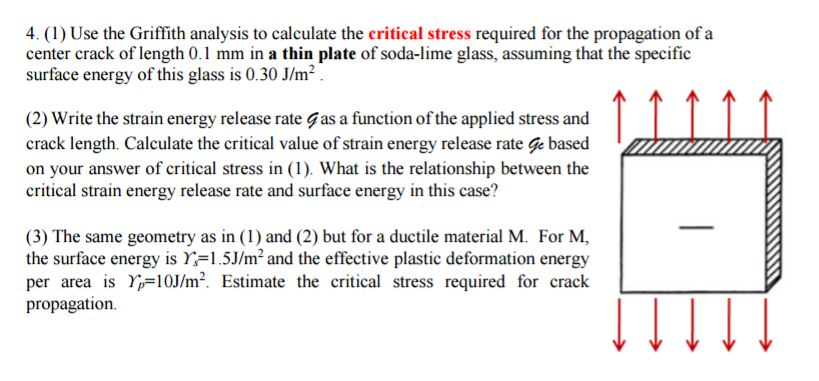 Solved (1) Use the Griffith analysis to calculate the | Chegg.com