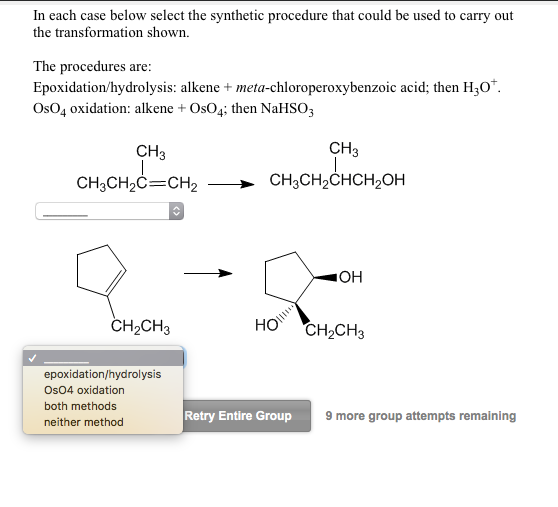 Solved In each case below select the synthetic procedure | Chegg.com