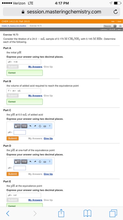 Solved Consider the titration of a 24. 0 mL sample of 0.170 | Chegg.com