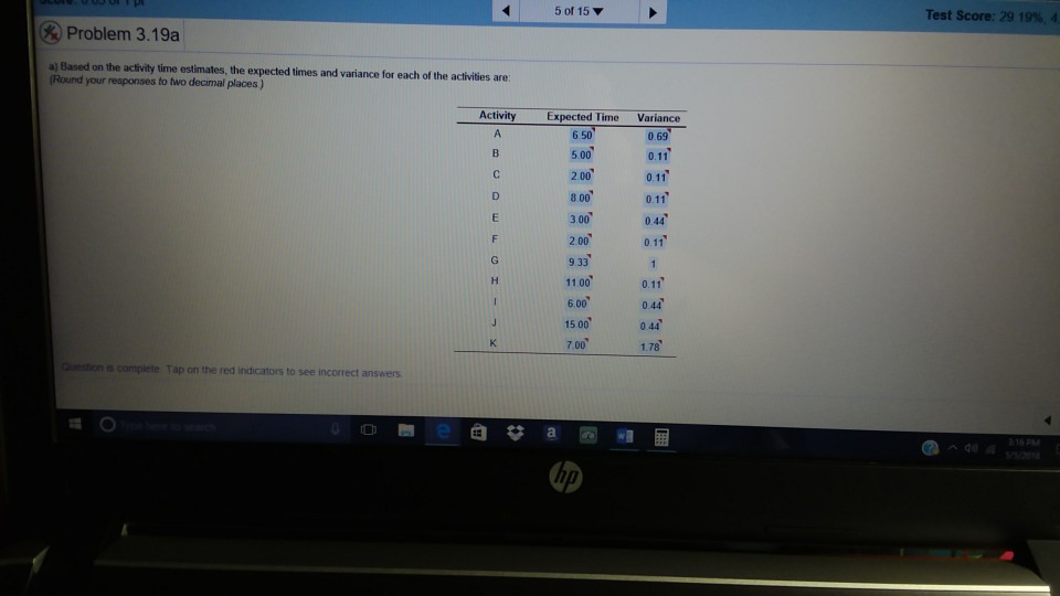 Solved Test Score: 29 19%, 4 38 of 15 5 of 15 Problem 3.19a | Chegg.com