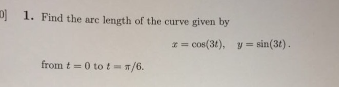 Solved Find the arc length of the curve given by x = cos | Chegg.com