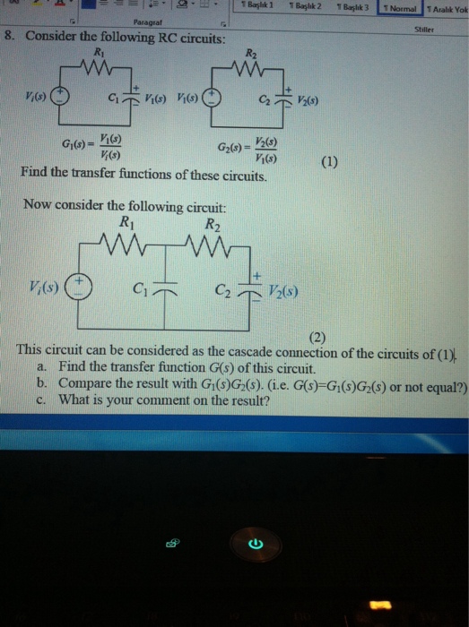 Consider the following RC circuits: Find the transfer | Chegg.com