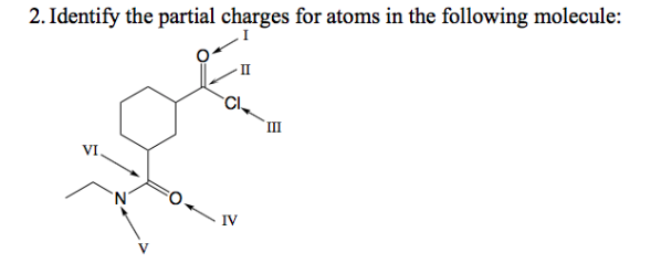 Solved 2. Identify the partial charges for atoms in the | Chegg.com