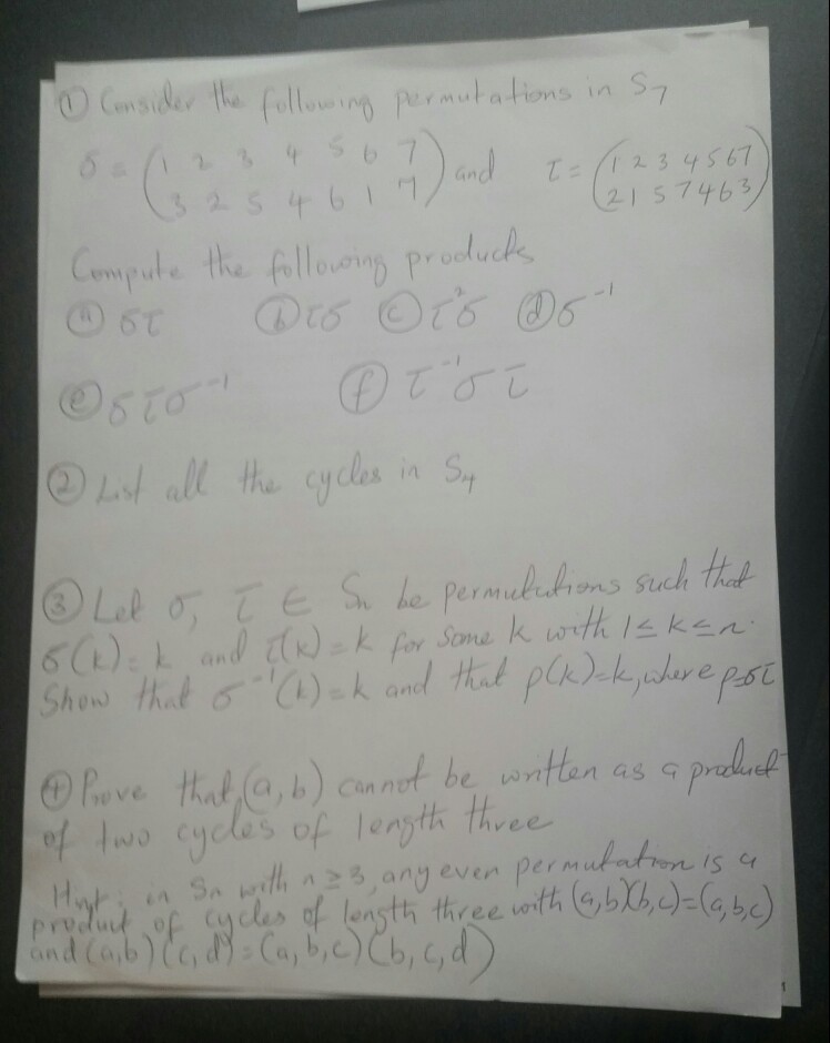 Solved Consider the following permutations in S_7 delta = | Chegg.com