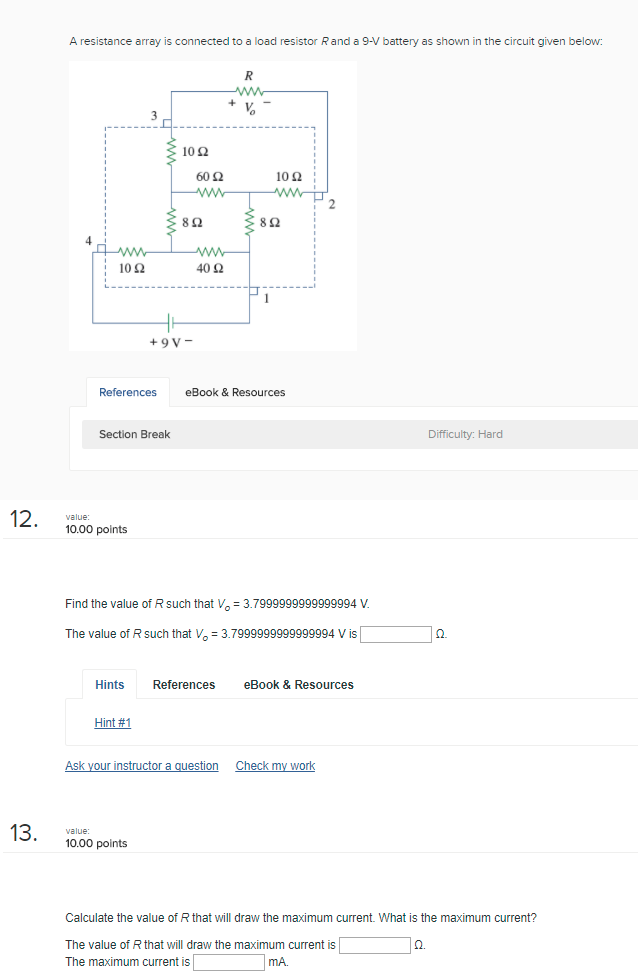 Solved A resistance array is connected to a load resistor | Chegg.com