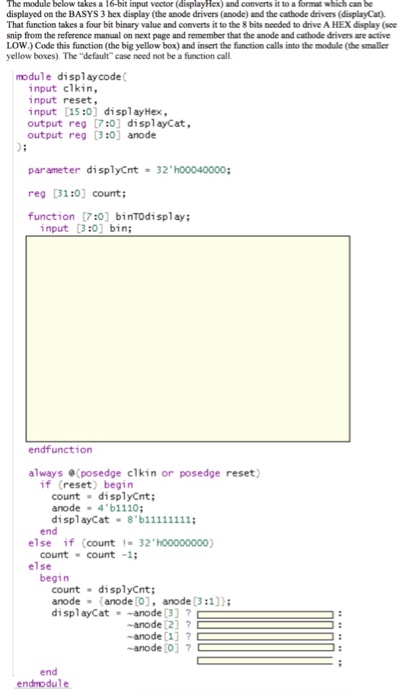 Solved The Module Below Takes A 16 Bit Input Vector 
