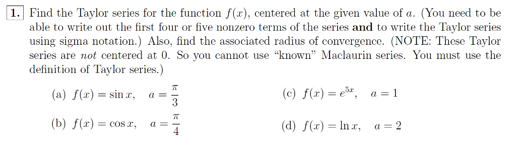 Solved Find the Taylor series for the function f(x), | Chegg.com