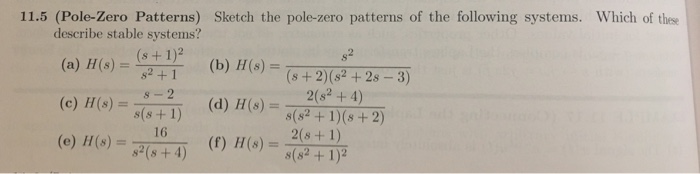Solved Sketch the pole-zero patterns of the following | Chegg.com