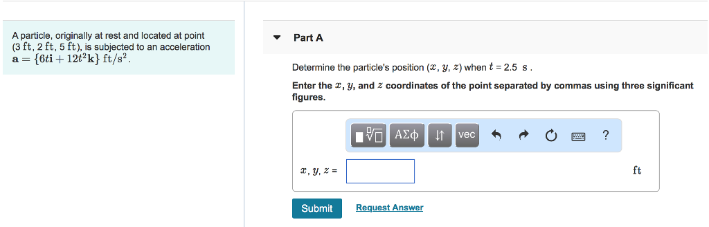 Solved A particle, originally at rest and located at point | Chegg.com