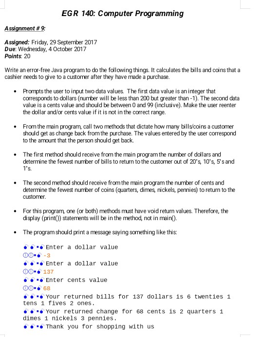 Solved EGR 140: Computer Programming SSI t#9: Assigned: | Chegg.com