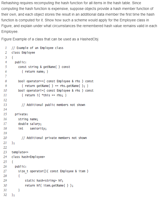 Solved Rehashing Requires Recomputing The Hash Function For 9941
