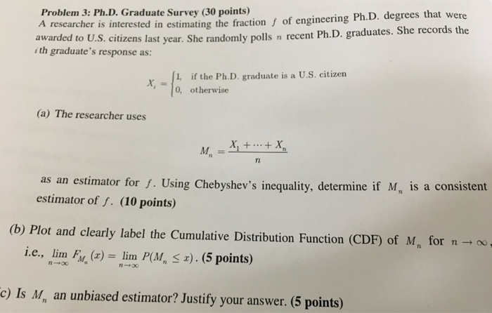 Solved Problem 3: Ph.D. Graduate Survey (30 points) of | Chegg.com