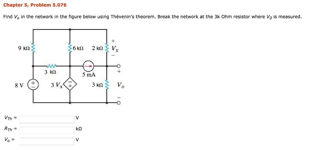 Solved Chapter 5, Problem 5.076 Find Vo in the network in | Chegg.com