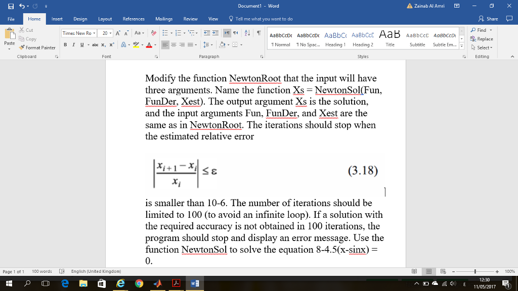 Solved Modify the function Newton Root that the input will | Chegg.com