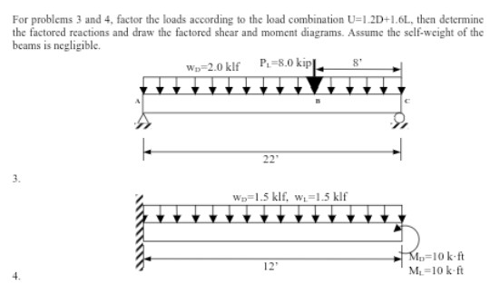 Solved For problems 3 and 4, factor the loads according to | Chegg.com