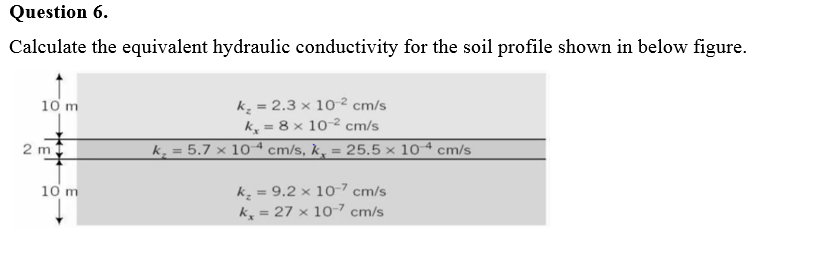 Solved Calculate the equivalent hydraulic conductivity for | Chegg.com