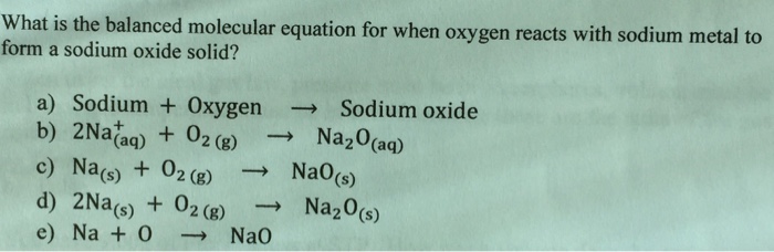 Solved What is the balanced molecular equation for when | Chegg.com