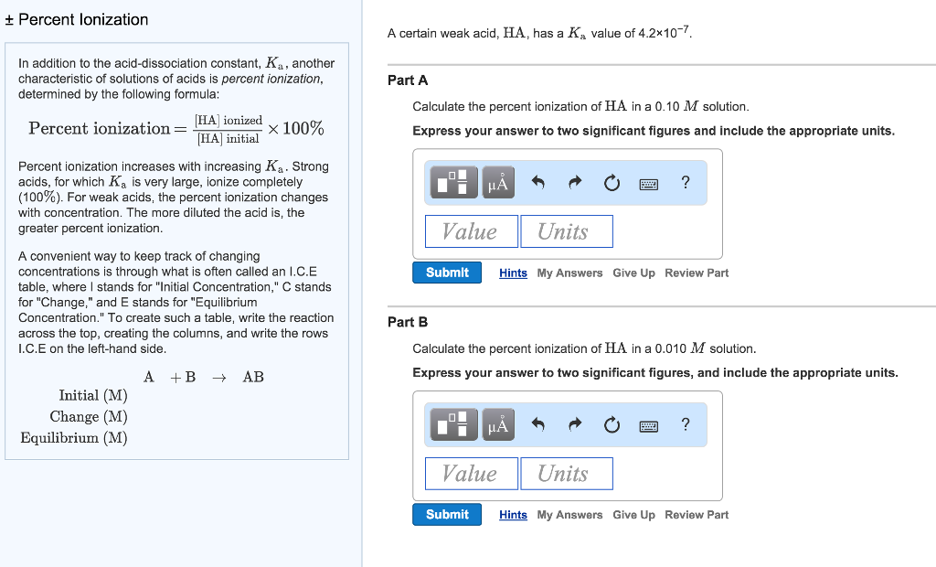 Solved In addition to the acid-dissociation constant, K_a, | Chegg.com