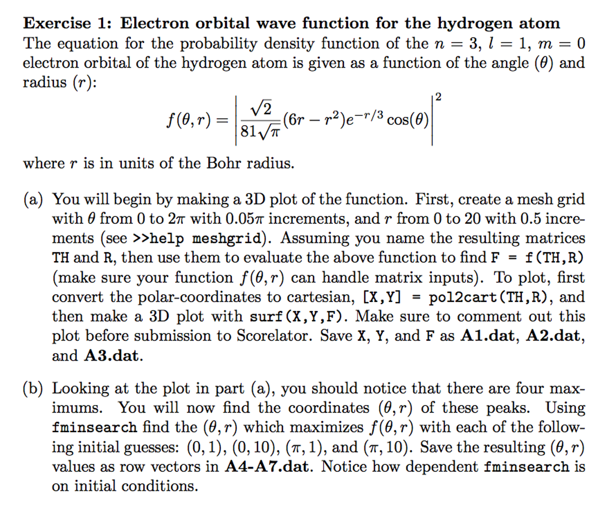 Electron Orbital Wave Function For The Hydrogen Atom