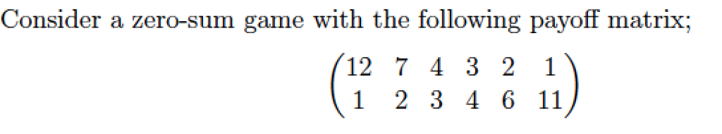 Consider a zero-sum game with the following payoff | Chegg.com
