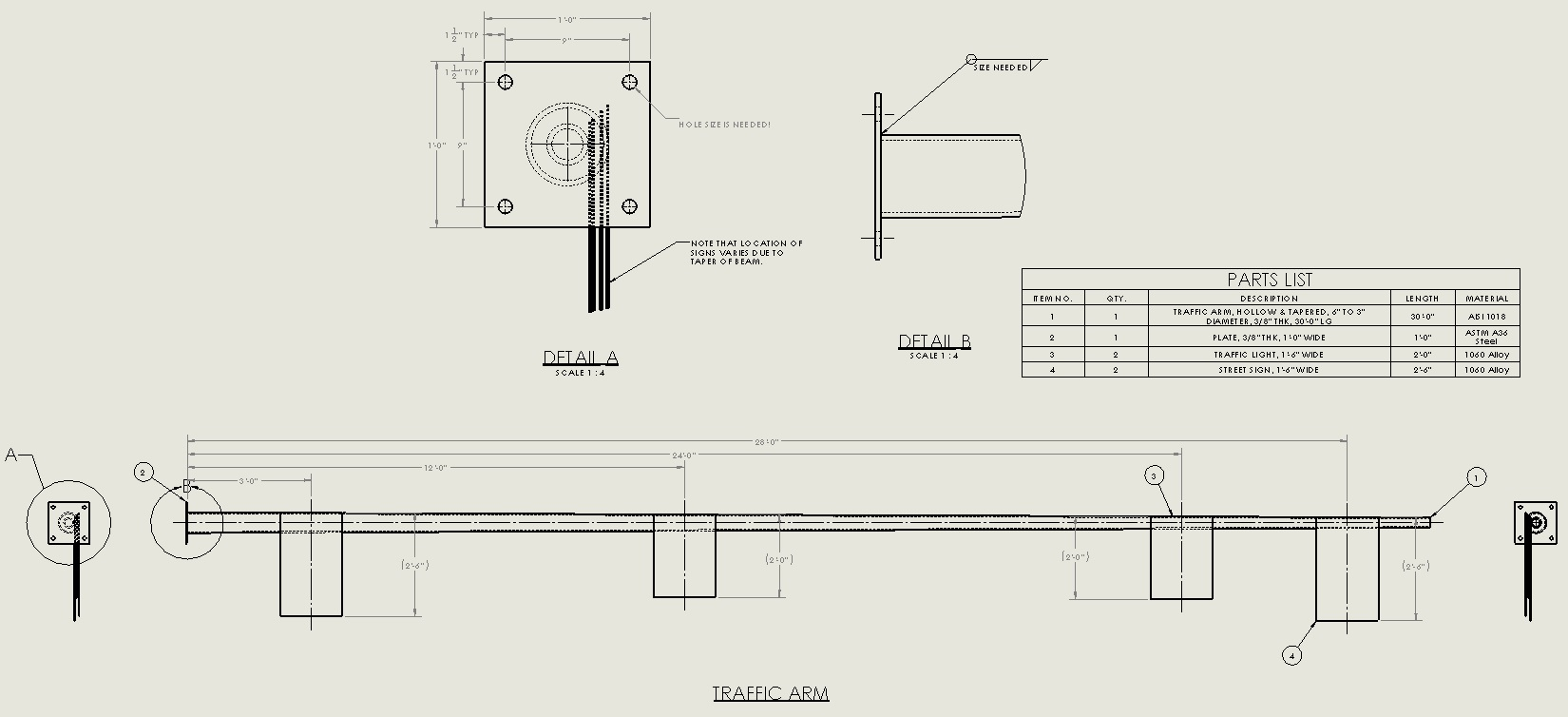 The attachment base for traffic light arm is to | Chegg.com