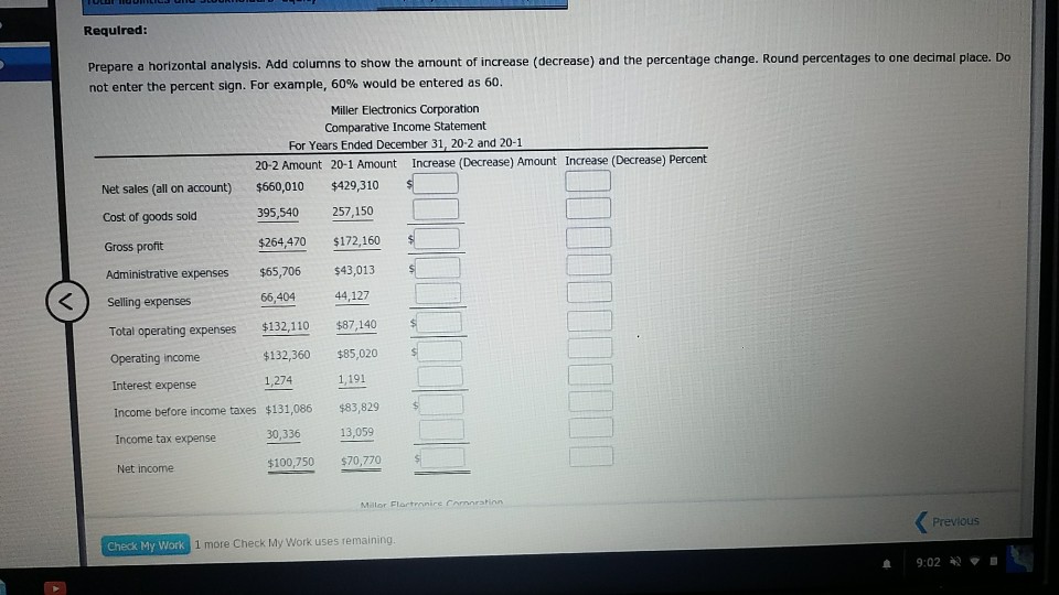 Solved eBook Calculator Horizontal Analysis of Comparative | Chegg.com