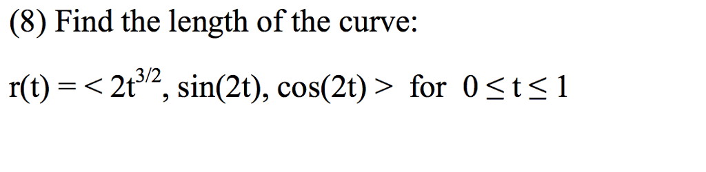 Solved Find the length of the curve: r(t)