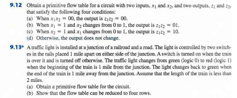 Solved Obtain a primitive flow table for a circuit with two | Chegg.com