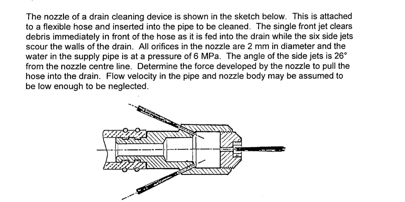 The nozzle of a drain cleaning device is shown in the | Chegg.com