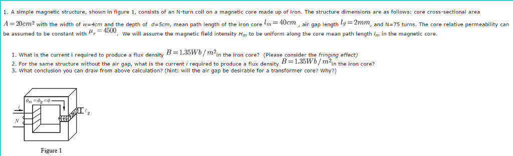 Solved A simple magnetic structure, shown in figure 1, | Chegg.com