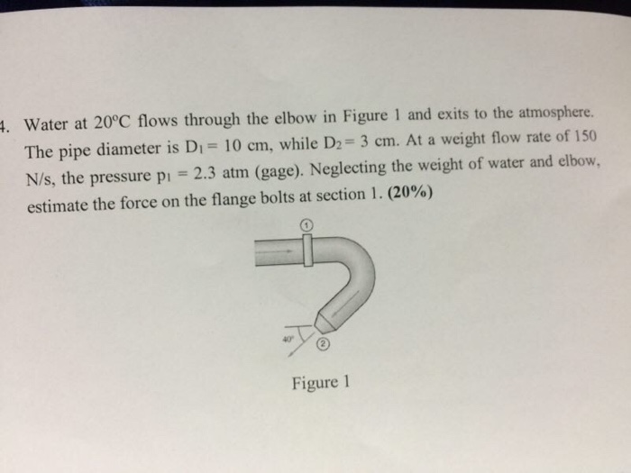 Solved Water at 20 degree C flows through the elbow in | Chegg.com