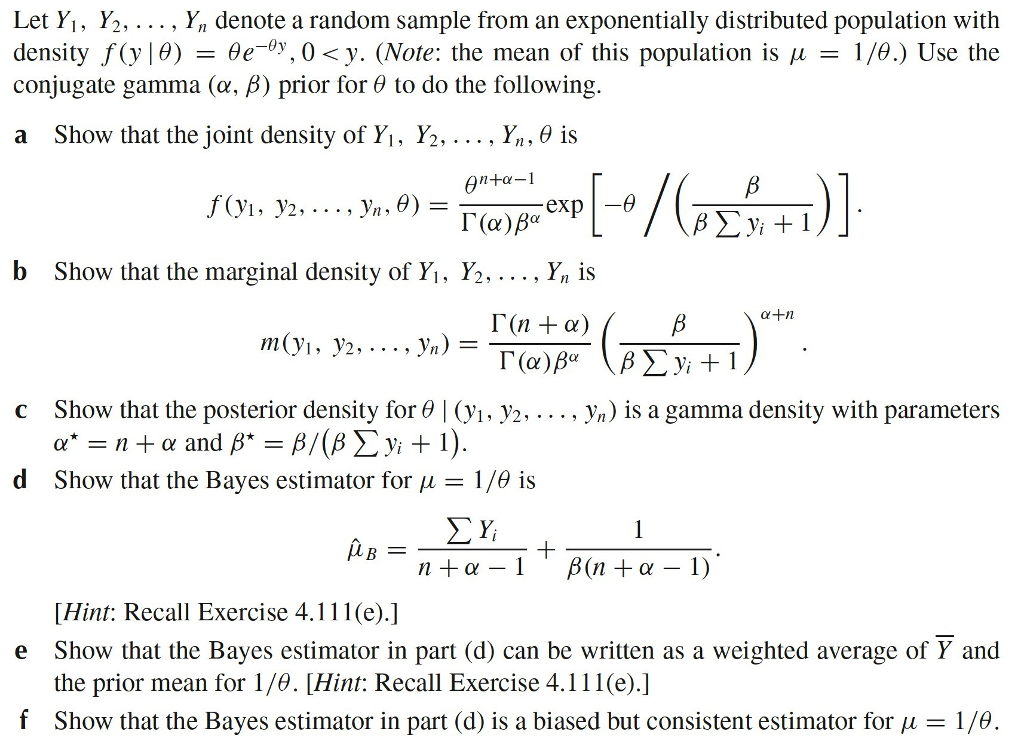 Solved Let Yi, Y2, . .. , Yn denote a random sample from an | Chegg.com