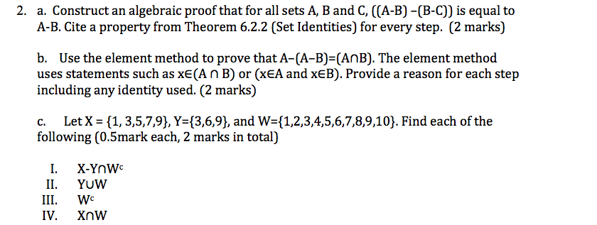 Solved Construct an algebraic proof that for all sets A, B | Chegg.com