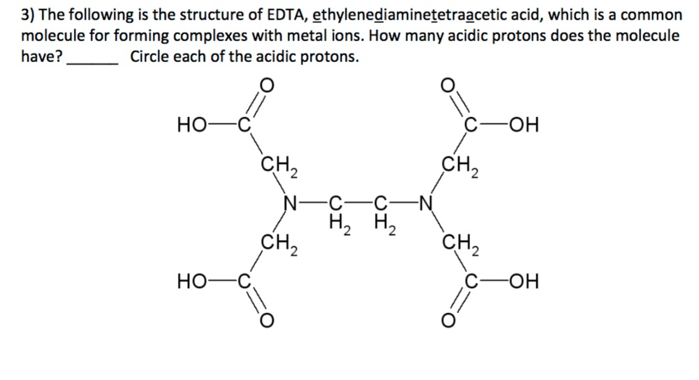 Solved The Following Is The Structure Of Edta