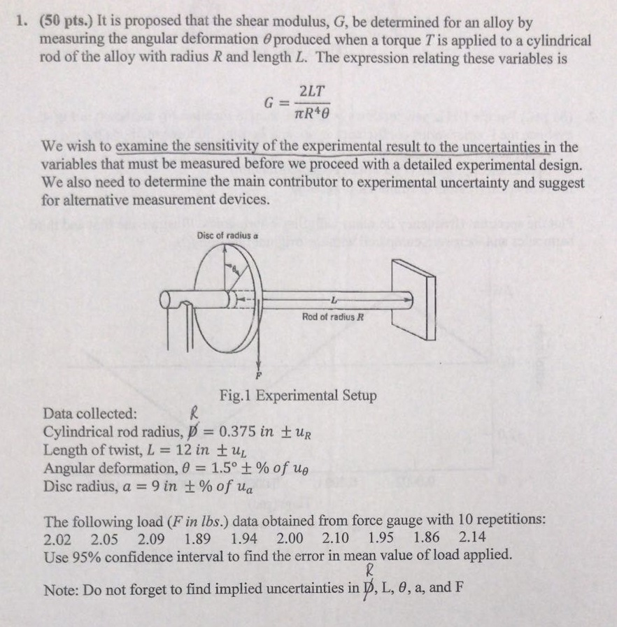 Solved (50 pts.) It is proposed that the shear modulus, G, | Chegg.com