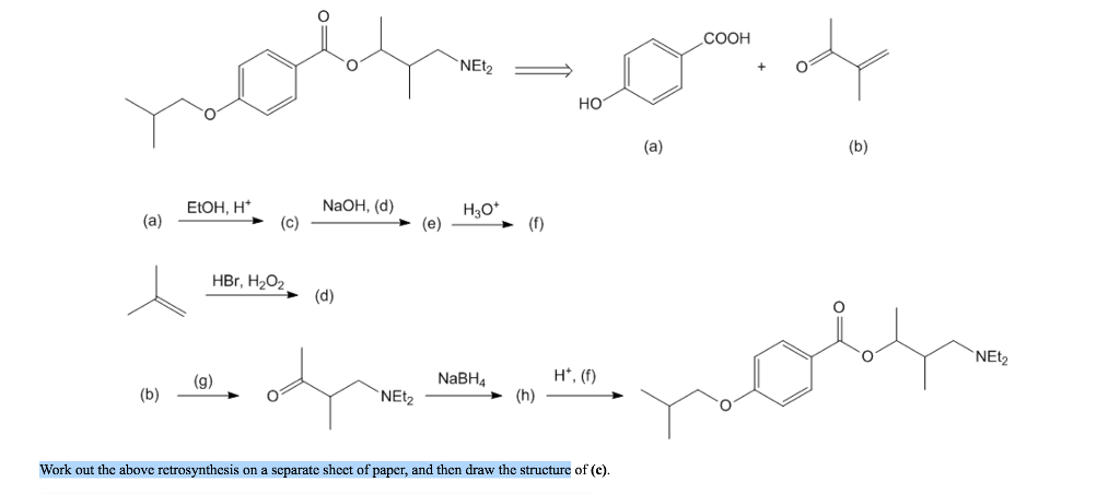 Solved Work out the above retrosynthesis on a separate sheet | Chegg.com