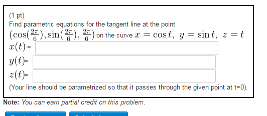 Solved Find parametric equations for the tangent line at the | Chegg.com