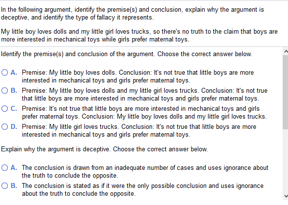 Solved In the following argument, identify the premise(s) | Chegg.com