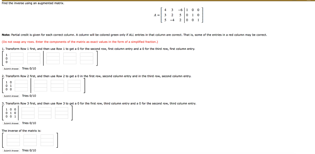 Solved Find the inverse matrix using an augmented matrix. | Chegg.com