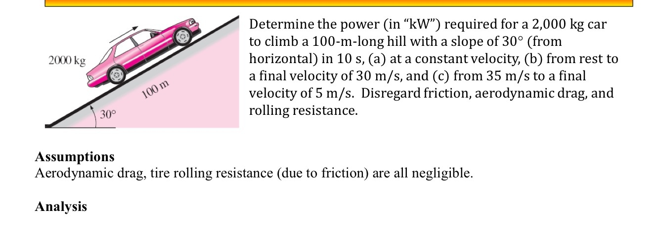 Solved Determine the power (in kW) required for a 2,000 kg | Chegg.com