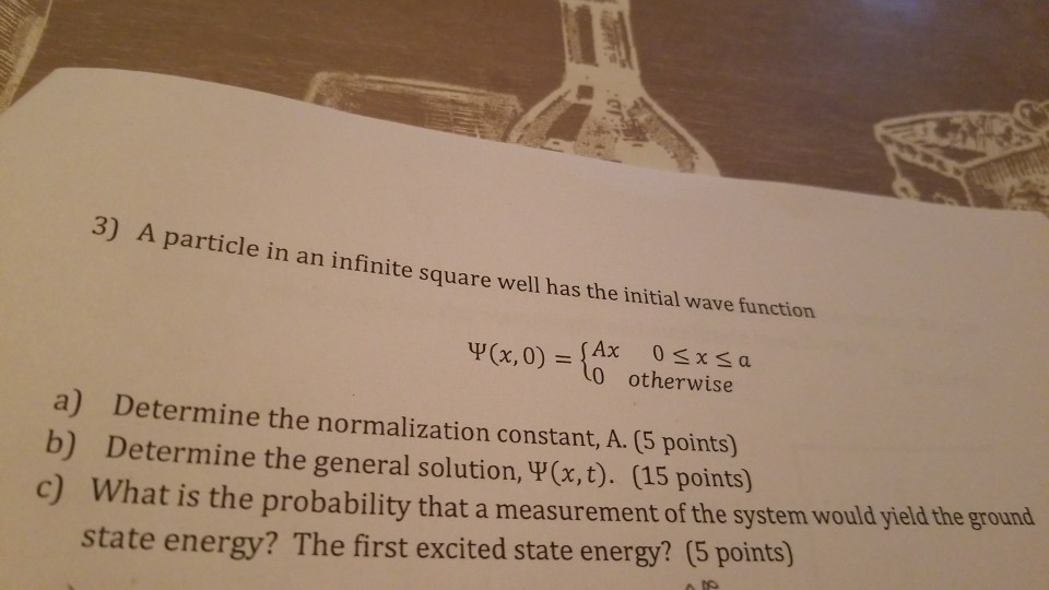 Solved 3) A particle in an infinite square well has the | Chegg.com