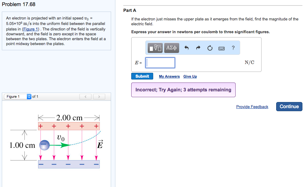 Solved An electron is projected with an initial speed v_0 = | Chegg.com