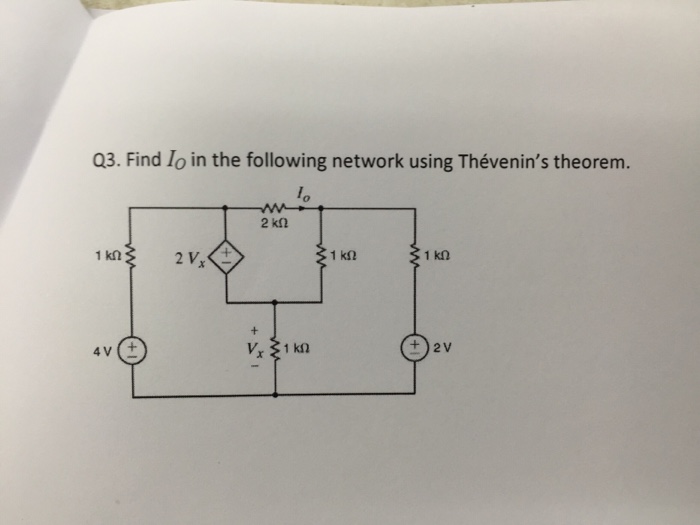 Solved Q3. Find I0 in the following network using Thevenin's | Chegg.com