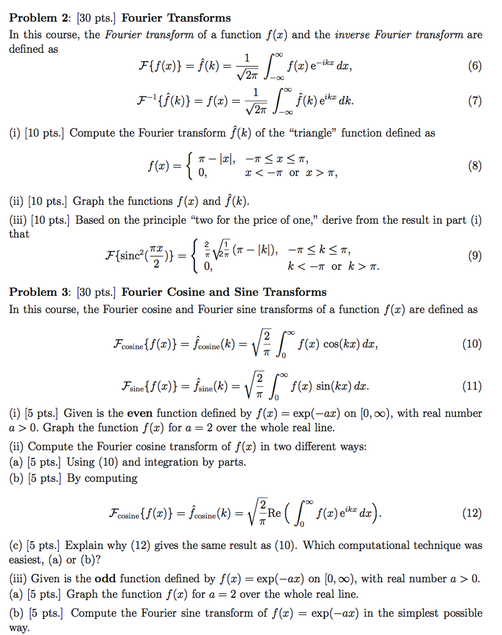 In This Course The Fourier Transform Of A Function