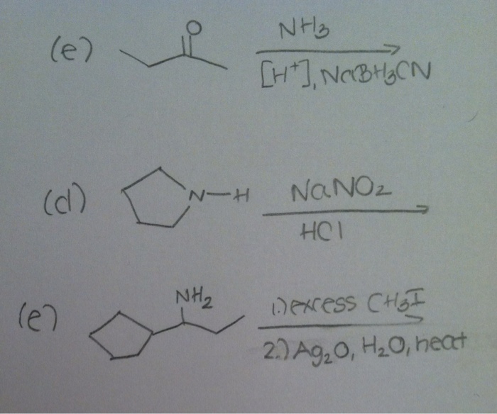Solved (c) NH3 right arrow [H^+], NClBH3CN (d) NaNO2 right | Chegg.com