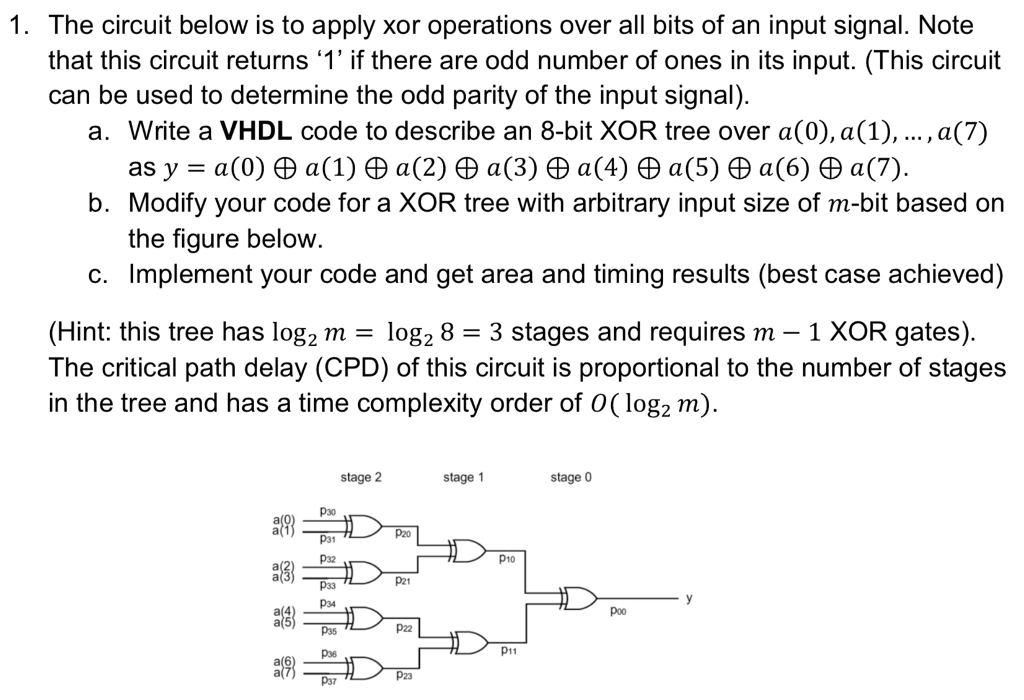 1. The circuit below is to apply xor operations over | Chegg.com
