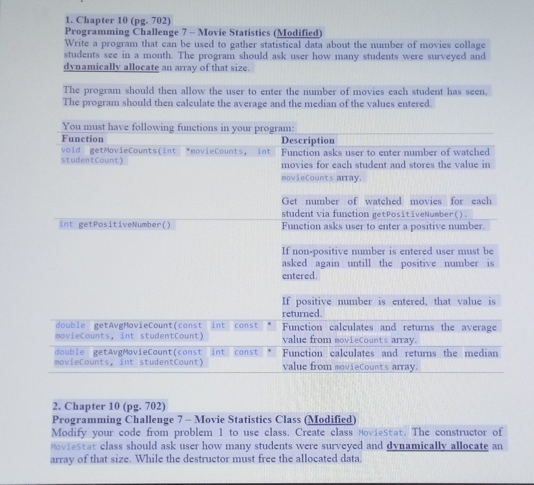 Solved 1. Chapter 10 (pg. 702) Programming Challenge 7- | Chegg.com