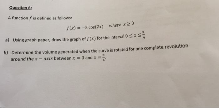 Solved A function f is defined as follows: f(x) = -5cos(2x) | Chegg.com