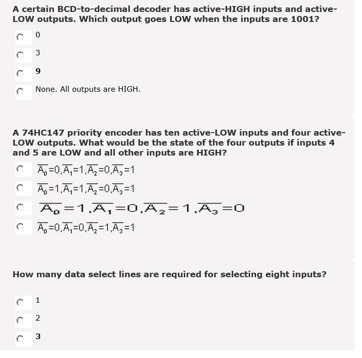 Solved A Certain Bcd To Decimal Decoder Has Active High 